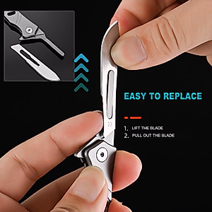 VIFUNCO Folding Scalpel Knife, Pocket Knife for Men, Small Keychain Knife Key Knife, Slim Razor Knives with 10pcs #24 Replaceable Blades, EDC Utility knife, Surgical Knives for Outdoor