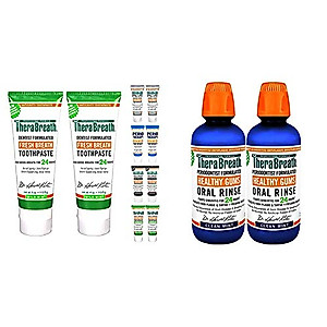 TheraBreath 24-Hour Fresh Breath Toothpaste 4 oz (Pack of 2) and TheraBreath 24 Hour Healthy Gums Periodontist Formulated Oral Rinse, 16 Ounce (Pack of 2)