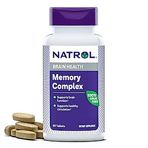 Natrol Memory Complex With Ginkgo Biloba 120mg and B Vitamins, Dietary Supplement for Brain Health and Memory Support, 60 Tablets, 30 Day Supply