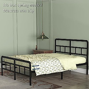 Richwanone Full Size Bed Frame with Headboard and Footboard, 14 inch Metal Platform with Steel Slat Support, No Box Spring Needed, Easy Assembly, Black
