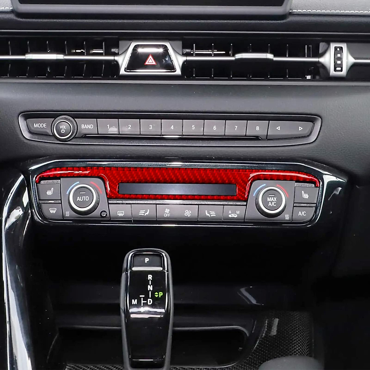 Agulier Compatible with Air Conditioner Switch Trim Panel Carbon Fiber Protection Frame Sticker Interior Accessories Decoration for Toyota Supra GR A90 A91 MK5 2019-2022(Red)