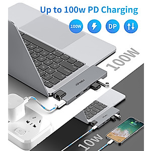 USB C Hub Multiport Adapter for MacBook Pro 2019/2018/2017, 8 in 1 USB C to Dual HDMI Adapter 4K 60Hz, 1Gbps Ethernet, SD/TF Card Reader and 100W PD Port, Dual USB 3.0 Docking Station