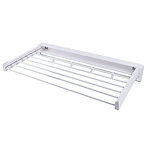 SEANESZTI Retractable Clothes Drying Rack, Wall Mounted Clothes Drying Rack, Foldable White Clothes Drying Rack, Hanging Racks for Laundry Room, Space Saving Clothes Drying Rack with 4 Hooks