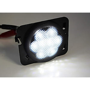 iJDMTOY Smoked Lens White Full LED Front Fender Flare Side Marker Light Kit Compatible With Jeep 2007-2017 Wrangler JK, Replace OEM Amber or Clear Sidemarker Lamps