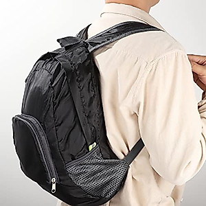 Pimoys 18L Packable Backpack for Travel, Lightweight Backpack Foldable Hiking Backpack for Camping Cycling (Black)