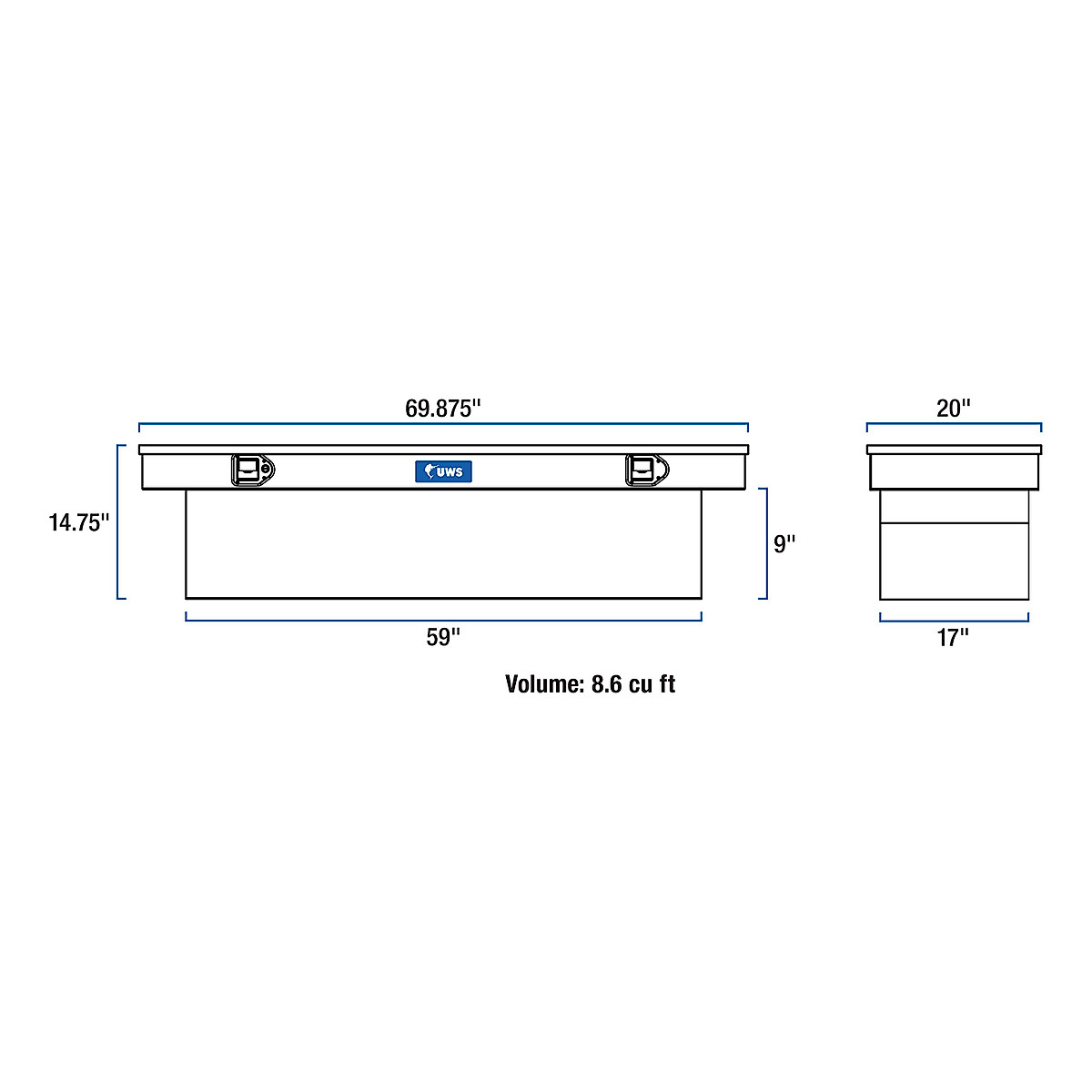 UWS TBS-69 Single Lid Aluminum Toolbox with Beveled Insulated Lid