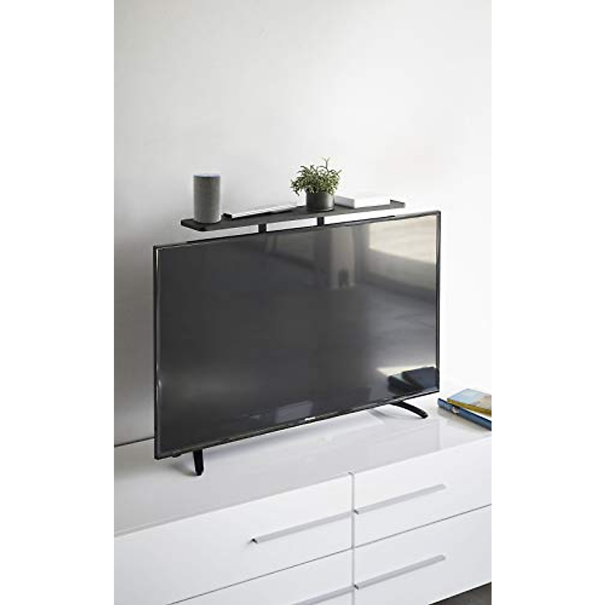 Yamazaki Home Smart VESA-Compliant TV Shelf floating shelves, One Size, Black