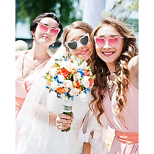 Flutesan 12 Pair Wedding Heart Shaped Sunglasses Bachelorette Vintage Cat Summer(Multi Colors)