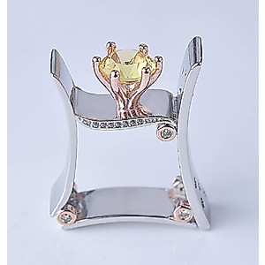 HUKQBUNX 925 Sterling Silver Two-Color Topaz Colorful Topaz Women's Fashion Ring Square Crystal Zircon Women's Fashion Diamond Wedding Engagement Ring Size 6-10 (Size 7)