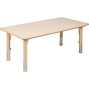 Flash Furniture Wren 23.625"W x 47.25"L Rectangular Natural Plastic Height Adjustable Activity Table