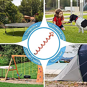 MIXXIDEA 16.2 Inch Orange Folding Ring Spiral Ground Anchors Metal Ground Stakes Dog Tie Out Stake Spiraling Anchor Trampoline Anchors for Tent, Securing Trampolines, Garden Fence Sheds Swings, 4 Pack