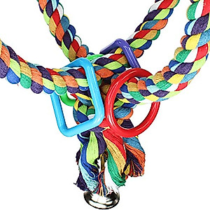 Bonka Bird Toys 3547 Large Globe Rope Ring Lux Cotton Coloful Climb Macaw African Grey Cockatoo