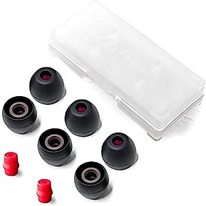 Final Audio Black+Black/Red Silicone Type E Eartips kit with Case and Nozzle Adapter Compatible with 1More, AKG, Audio-Technica, Beats by Dre, Campfire Audio, Empire Ears, Shure, Sony, Westone (Small)