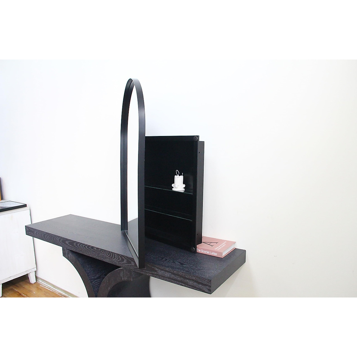 YIMUSTUK 24x36 Inch Arched Recessed Black Metal Framed Medicine Cabinet Bathroom Wall Cabinet with Vanity Mirror and Adjustable Shelves,Wall Mirror with Storage for Bathroom