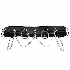 Punk Waist Chain Leather Waist Belt Body Chains, Body Jewelry Accessories for Women and Girls (Black)