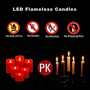 Urchoice Red Flameless Candles Battery Operated Pillar Real Wax Realistic Flickering Electric LED Candle(D 3" x H 3" 4" 5" 6" 7" 8") Set of 6, with 10-Key Remote and Cycling 24 Hours Timer