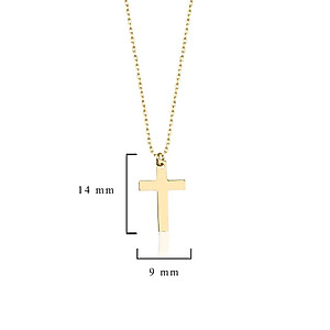 jewelryist 14k Solid Gold Cross Necklace for Women | 18" Necklace Length | 0.80mm Adjustable Rolo Chain