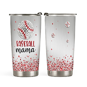 20oz Baseball Mama Tumbler, Basebal Mom Gifts for Mother, Grandma, Coffee Thermos for Women, Stainless Steel Double Wall Vacuum Insulated Coffee Mug, Travel Cup with Lid