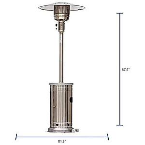 YZPFSD Style Selections/Garden Treasures 48,000 BTU Stainless Steel Floorstanding Liquid Propane Patio Heater，Portable Outdoor Heat Lamp