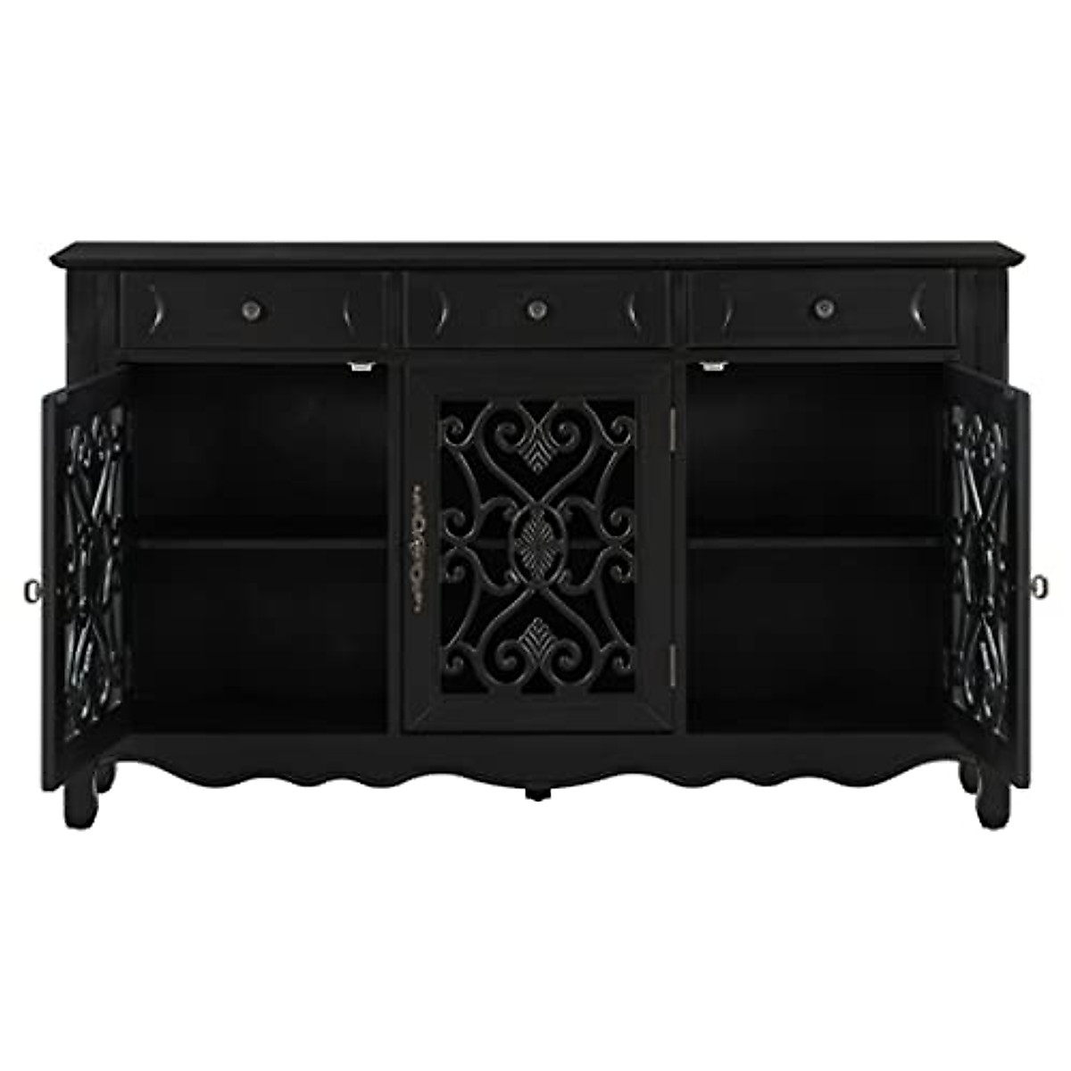 SEASD 59.8" Console Table Sideboard with 3 Doors, Drawers and Adjustable Shelves for Living Room Dining Room