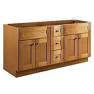 Design House Brookings 60 Inch Bathroom Vanity, Ready to Assemble, Modern Birch, 599019-MBH