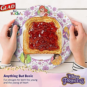 Glad for Kids Disney Princess 8.5” Paper Plates | Disney Princess Paper Plates, Kids Snack Plates | Kid-Friendly Paper Plates for Everyday Use, 8.5” Paper Plates 40 Ct, Floral Frames