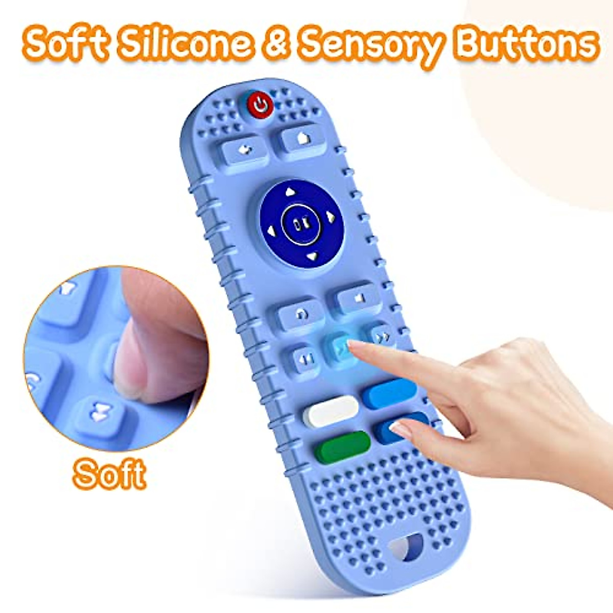 Scuwtocn 2 Pack Silicone Baby Teething Toys, Remote Control Shape Teething Toys for Babies 6-12 Months, BPA Free Baby Teethers Relief Soothe Toys, Baby Chewing Toys for Toddlers - Pink & Blue