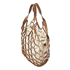 Nautical Purse Beach Bag Tote Inspired By a Fishnet (Medium, Tan)
