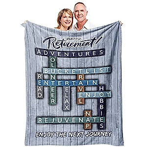 Retirement Gifts for Men Women 2023, Happy Retirement Throw Blanket 50”x60”, Gifts for Retired Dad Mom Grandpa Grandma Coworker Friends Nurse Teacher Doctor, Flannel Fleece Soft Warm Bed Blanket