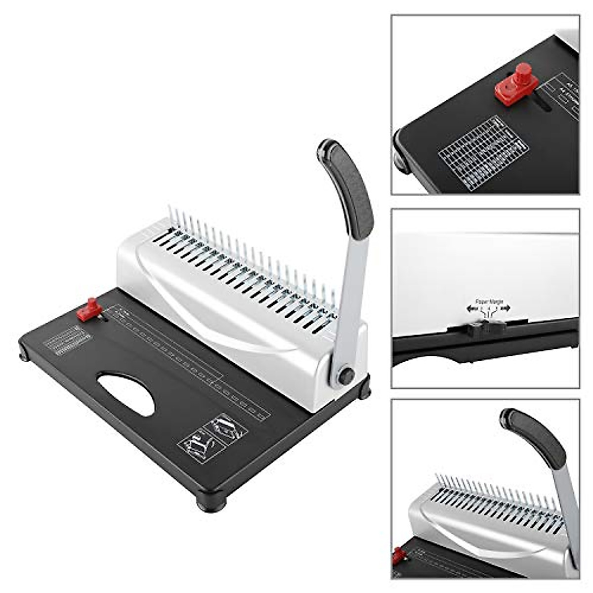Heavy Duty Comb Binding Machine 450 Sheet 21 Hole Handle Manual Paper Punch Binder with 100pcs Starter Kit 3/8'' Comb Binding Spines