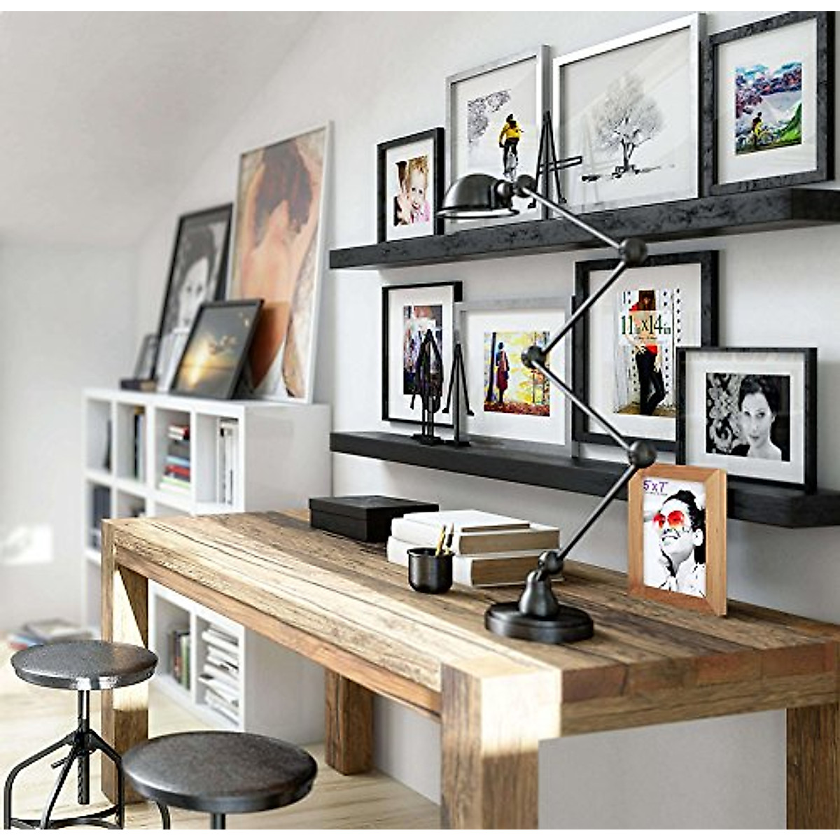RPJC 6x8 inch Picture Frame Made of Solid Wood and High Definition Glass Display Pictures for Table Top Display and Wall Mounting Photo Frame with Stand Carbonized
