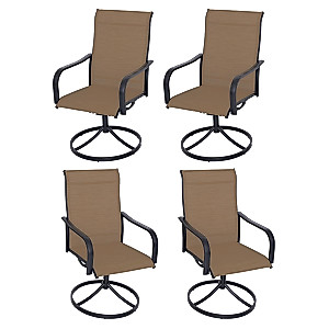 Anmutig Patio Swivel Dining Chairs Set of 4, Outdoor Metal Chair with Textilene Mesh Fabric Patio Furniture Set Porch Chairs with Metal Rocking Frame for Lawn Garden Backyard