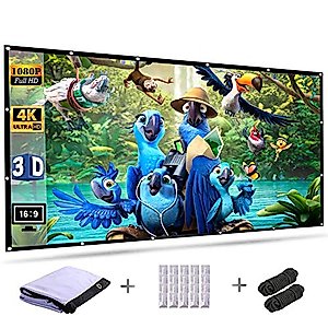 Projection Screen 120 Inch 16:9 HD Foldable Anti-Crease Portable Outdoor Indoor Projector Movies Screen Wall Mount for Home Theater Support Front and Rear Projection