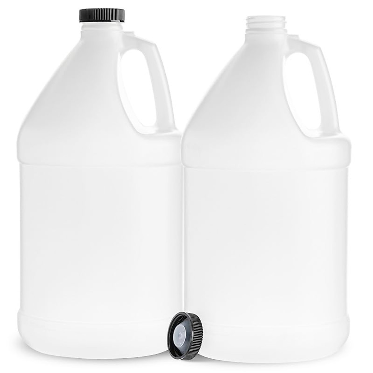kitchentoolz 1 Gallon Plastic Jug with Airtight Polycone Lid – Reusable HDPE Container for Liquids – 128 oz Empty Bottles – Pack of 2 - Made in USA