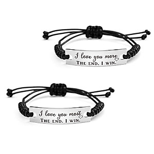 SOUSYOKYO 2pcs Couple Love Bracelet, I Love You Most More The End I Win Matching Girlfriend and Girlfriend Stuff Cool Meaningful Gifts