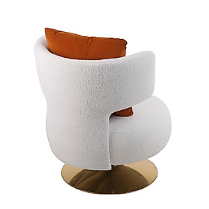 ATGHYURT Modern Accent Chair Upholstered Reading Chair Swivel Chair Armchair with 360 Degree Swiveling, Round Barrel Chair Fabric Recliner Chair Side Chair for Living Room Bedroom Office