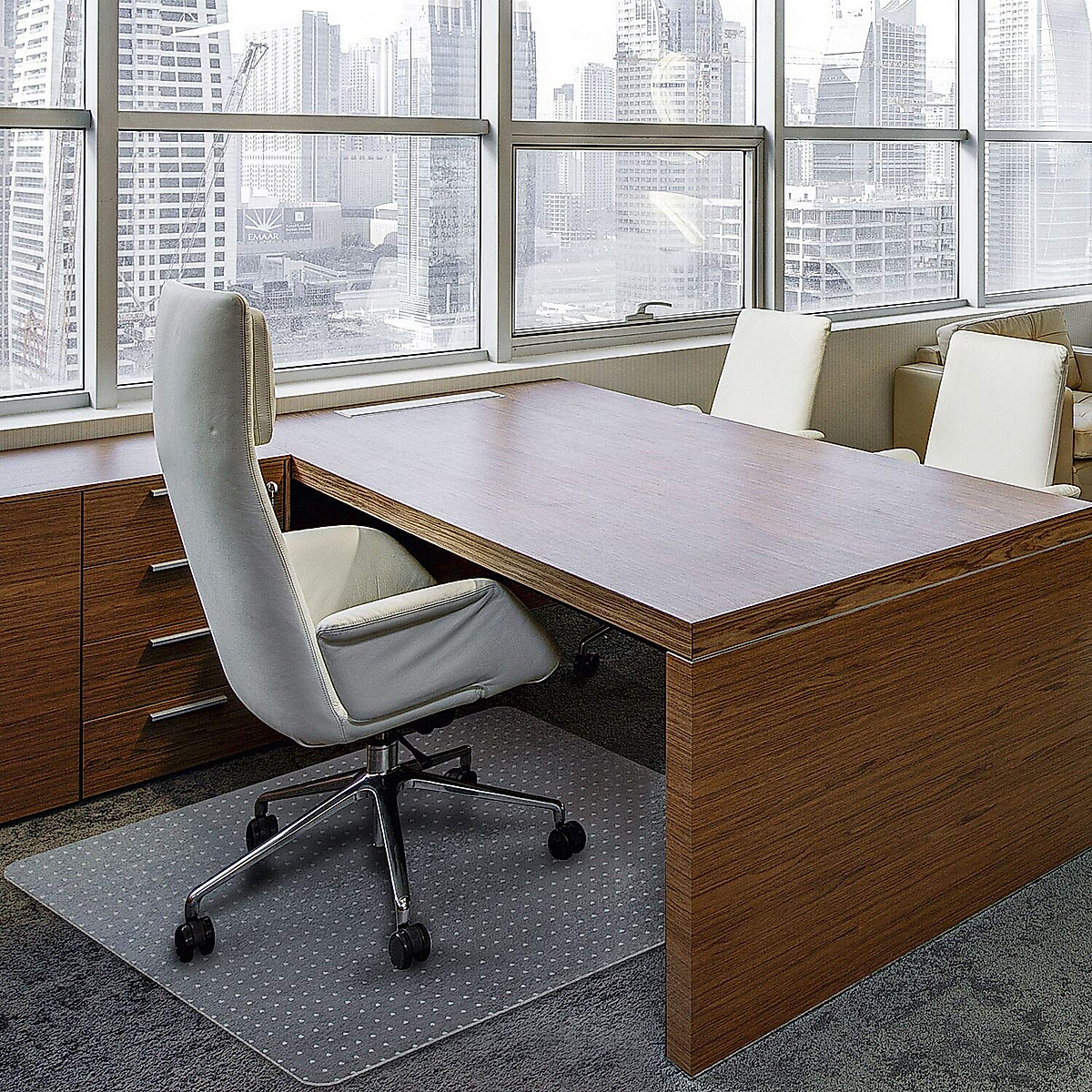 Azadx Clear Office Chair Mat for Low, Standard and No Pile Carpeted Floors, Plastic Computer Desk Chair Mat on Carpet for Easy Rolling, Durable Carpet Protector Mat (36 x 48'' Rectangle)