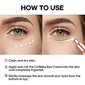 RONKIE Eye Cream for Dark Circles and Puffiness: Caffeine - Retinol Cream- Anti Aging Wrinkles With Collagen Hyaluronic Acid Fine Lines Depuffer in 3-4 Weeks-15 mL