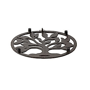 gasaré, Trivet for Hot Dishes, Pots and Pans, Metal Trivet, Tree Roots Oval Design, Cast Iron, Rubber Feet Caps, Ring Hanger, 8¼ x 7 Inches, Brown Finish, 1 Unit