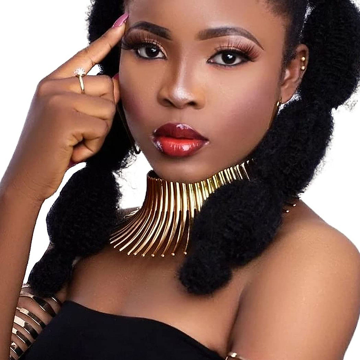 Barode African Collar Choker Necklace Gold Statement Chokers Bib Chunky Necklaces Jewelry for Women(Gold)