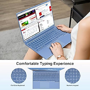 Ruzava 16" Laptop 12+512GB Celeron N5095 (Up to 2.9Ghz) 4-Core Win 11 PC with Cooling Fan 1920 * 1200 2K Screen Dual WiFi Support 2.5" HDD 1TB SSD Expand for Business Study-Blue