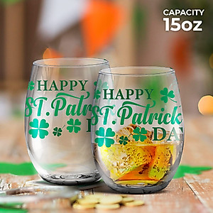 Toasted Tales - St Patrick's Day - Happt St Patrick Day Wine Glasses | St Pattys Glasses for Party Decorations | Home Decor Glasses | Irish Gifts | Gift for Mens & Womens (15 oz)