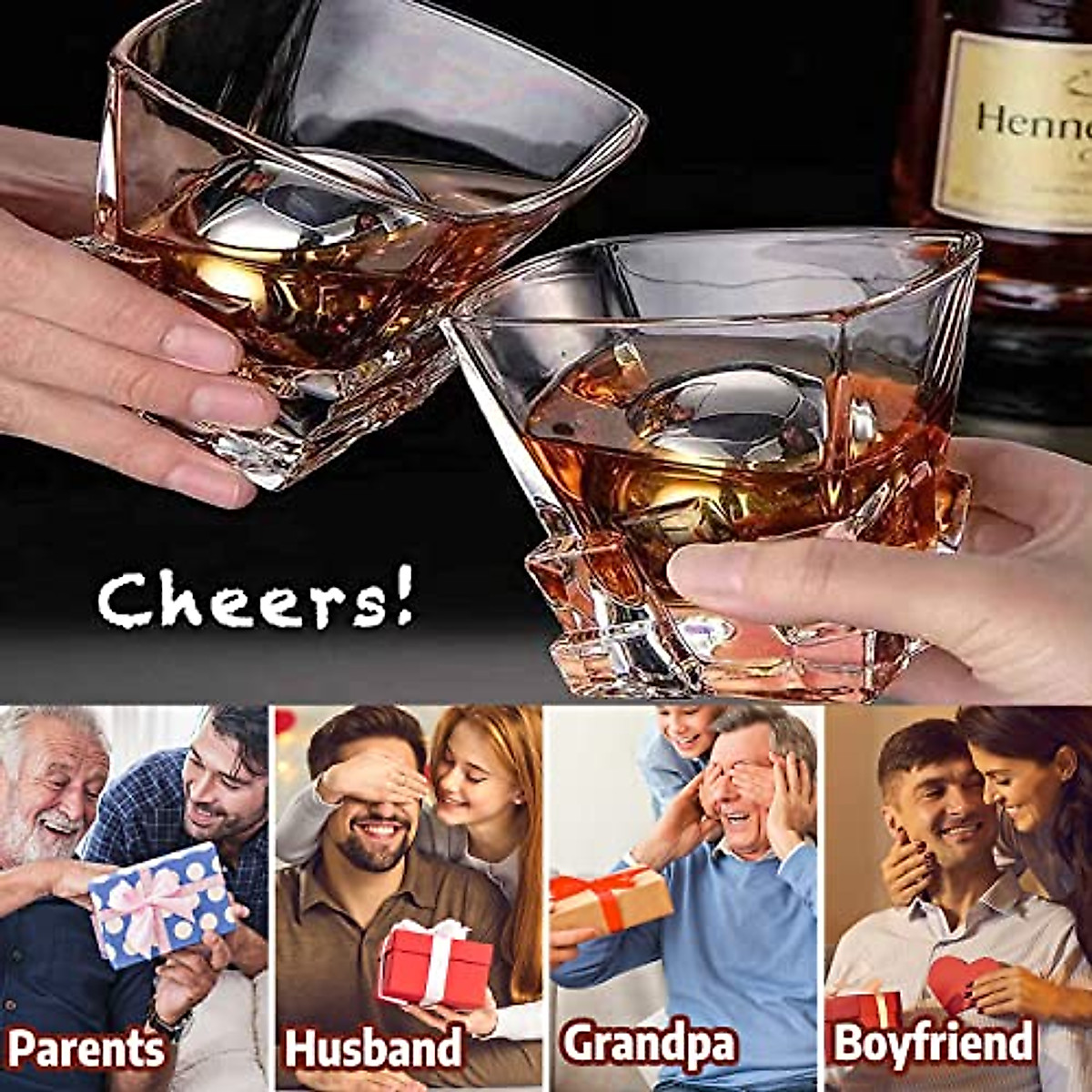 BEZTN Whiskey Stones Metal Ice Cube, Reusable Stainless Steel Silver Balls 2.2", Gifts for Men Dad Husband Boyfriend, Cool Retirement Gifts with Box Packages