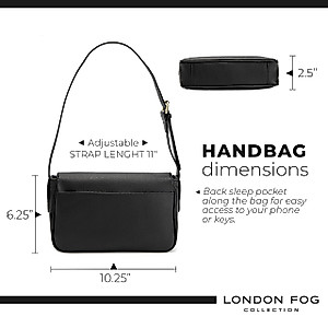 LONDON FOG ASTOR Texture Shoulder Bag for Women with Adjustable Strap - Black Texture