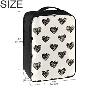 Nanmma Waterproof Shoe Box Bags Pouches Stylish Hand Drawn Hearts for Travel Storage Organizer Bag