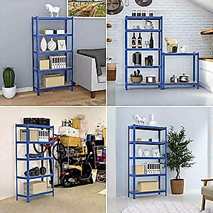 5-Tier Meta Garage Shelving,Heavy Duty Storage Shelves for Garage Storage,875kg Capacity Adjustable Metal Shelves for Storage Shelving, Heavy Duty Shelving, Industrial Storage Racks,148x70x30cm