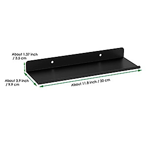 SlimmKISS Metal Floating Shelves Wall Mounted Shelf Organizer Modern Black Metal Stainless Steel Floating Shelf, Wall Mounted Hanging Display Organizer Rack,2 Pack