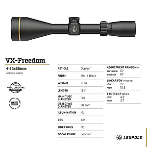 Leupold VX-Freedom 4-12x50 (1 inch) CDS Duplex Reticle Riflescope