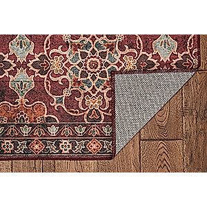 Linon Home Decor Products The Anywhere Washable Rug Yarit Garnet & Ivory 3' X 5' Accent Rug