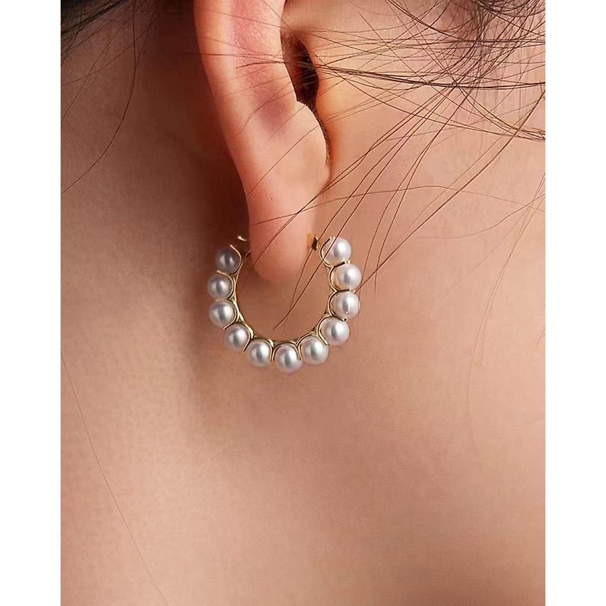 Pearl Hoop Earrings for Women Fashion Dangle Hypoallergenic Layer Earrings Drop Dangle Earrings Gifts for Women